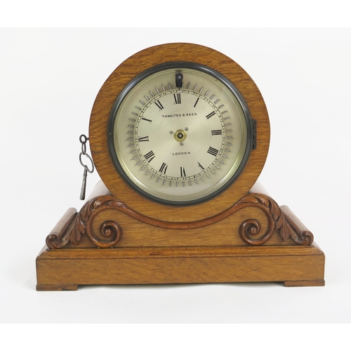A Victorian oak night watchman's tell-tale oak cased timepiece or ...