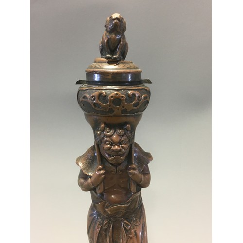 Japanese Bronze "Oni" Figure on Signed Base Meiji Period. Oni Carrying ...