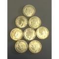 Silver Coinage 1920-1940 George V Half Crowns x 8 Weight 110g