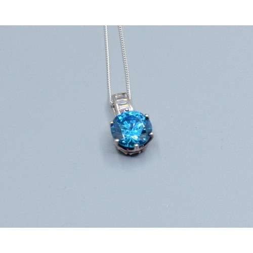 Electric Blue gem set 925 silver pendant and drop earrings