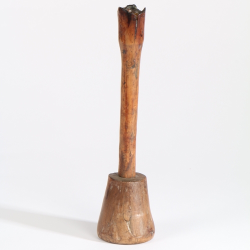 A rare yew socket candlestick, probably 18th century, English Of simple ...