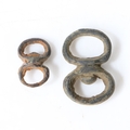 TWO MEDIEVAL BRONZE HAWKING SWIVELS. both of typical form the largest 2 ...