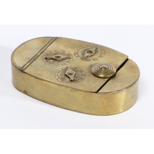 A 19TH CENTURY BRASS COMBINATION SNUFF BOX, ENGLISH. CIRCA 1830. Of ...