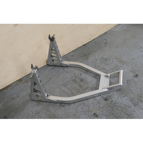 A Mototrax aluminium motorcycle rear wheel stand