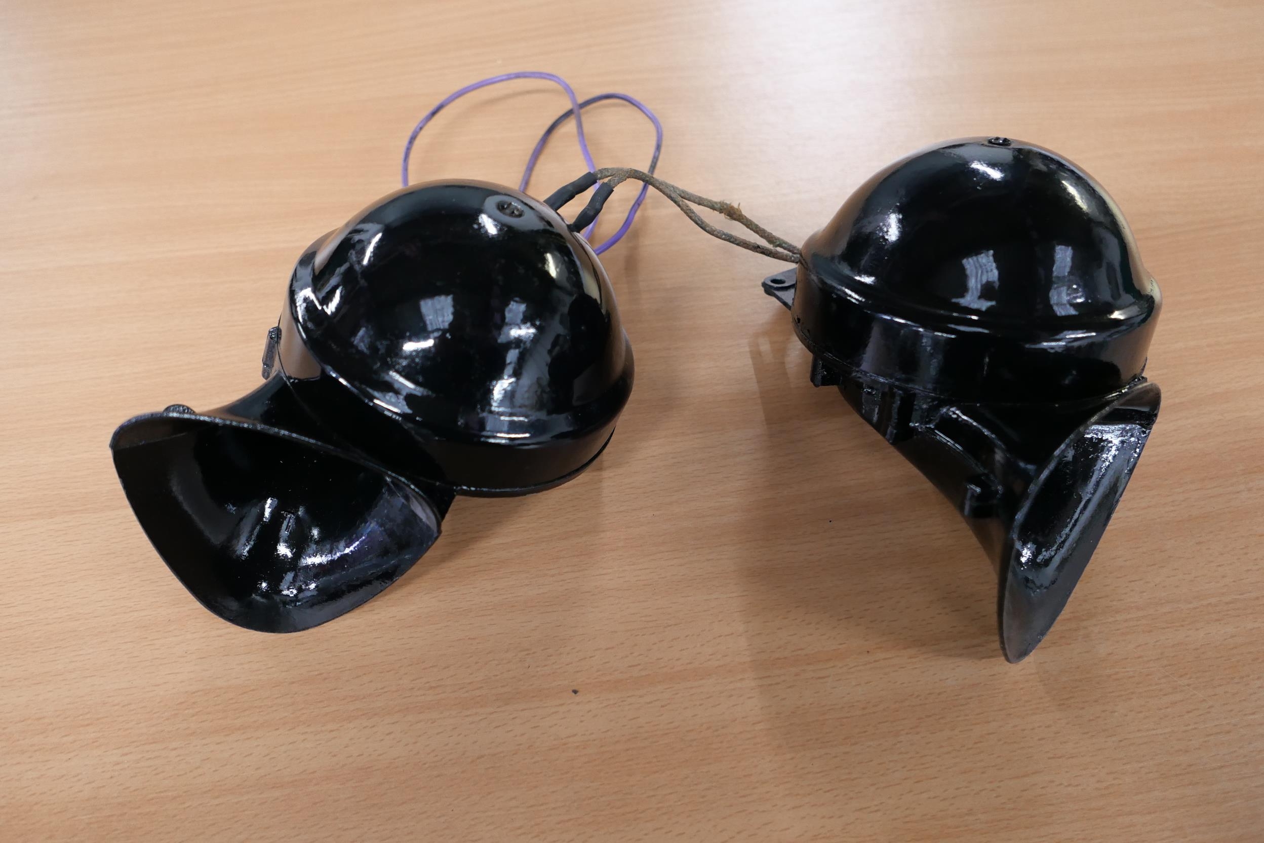 Two Lucas Windtone horns, both of low tone