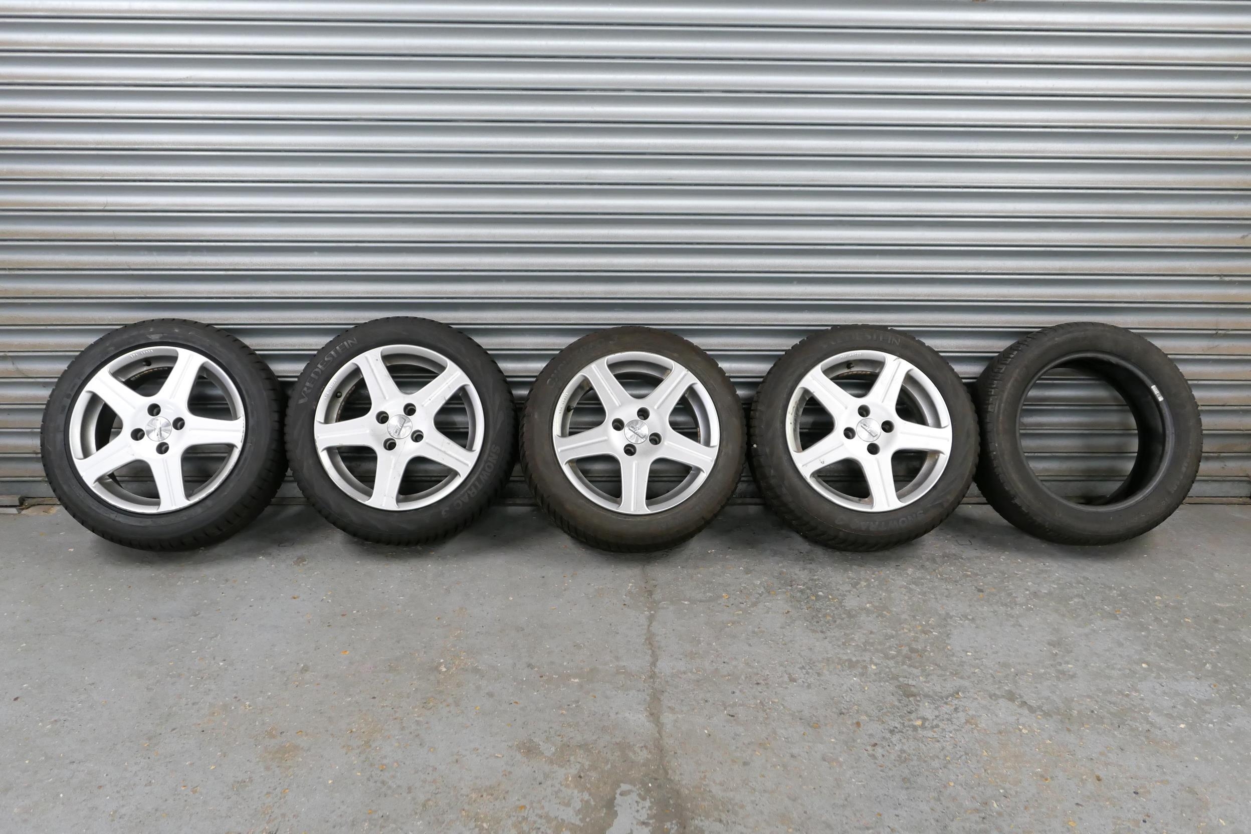 Four alloy road wheels (ex Fiat Panda), numbered KBA 46035, fitted with ...