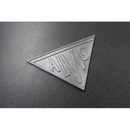 A cast aluminium Alvis logo, 8 inches wide