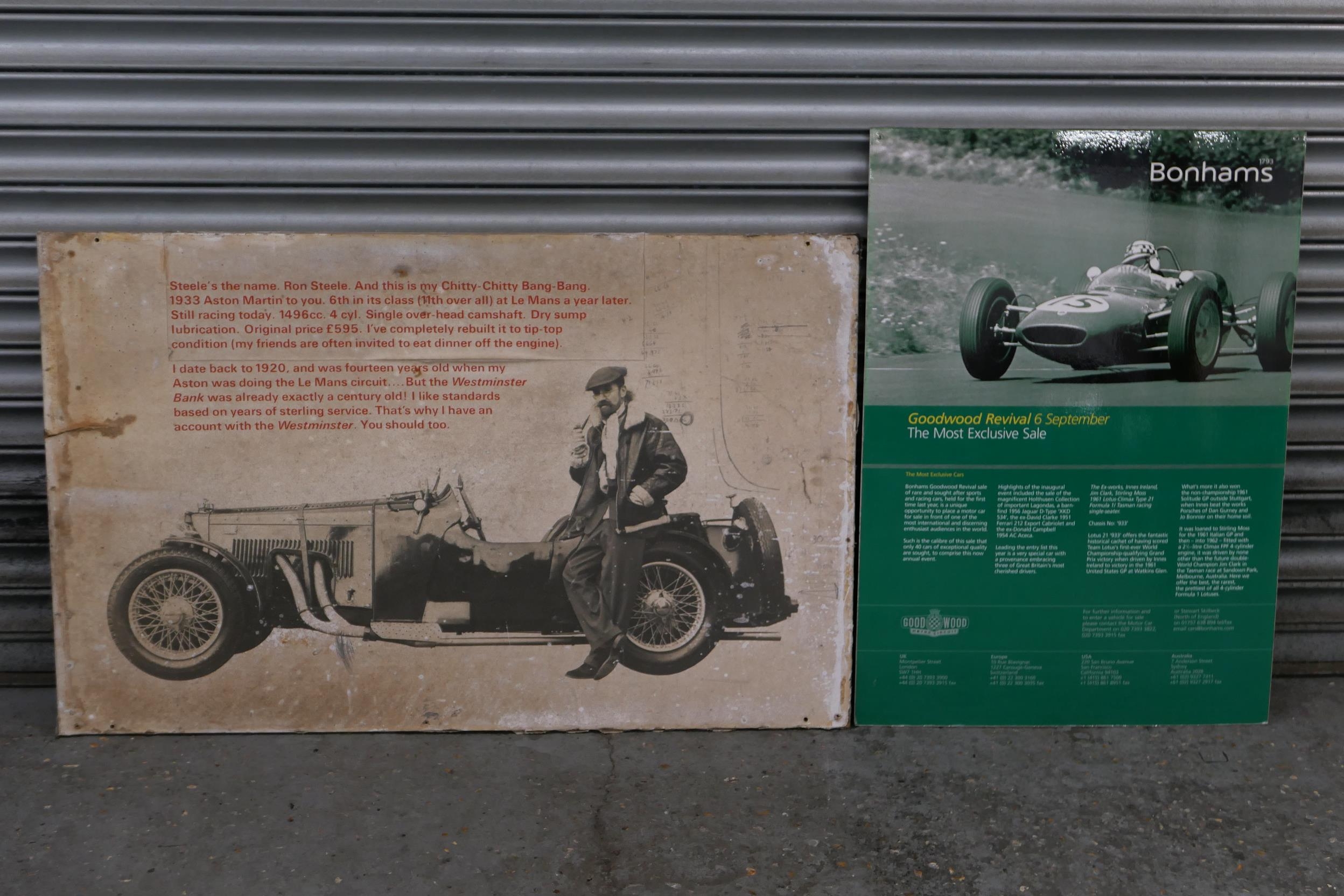 A Westminster Bank well-worn composite advertising placard featuring a ...