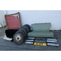 Morris Minor 1000 Traveller spare parts: a roof panel with supports, a ...