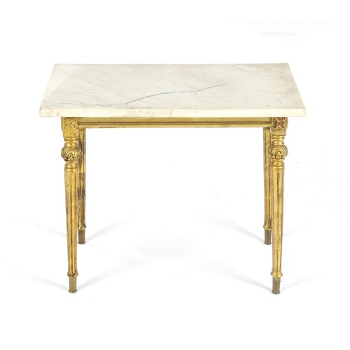 A RECTANGULAR RECONSTITUTED MARBLE-TOP SIDE TABLE