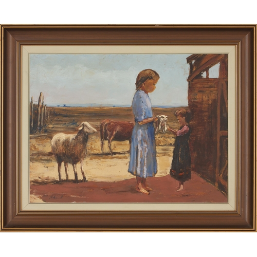 Pieter Millard (South African 1936 - 2017) GIRL WITH SHEEP