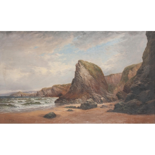 George Henry Jenkins (British 1843-1914) BEACH CLIFFS AND FISHERMEN