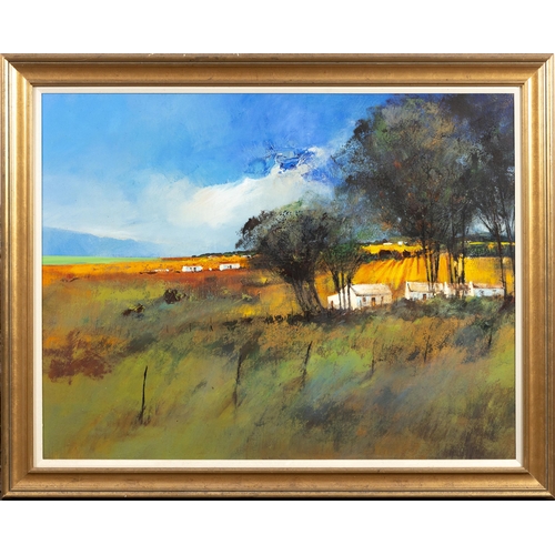 Derric van Rensburg (South African 1952-) FARMLAND AND FIELD TRIPTYCH