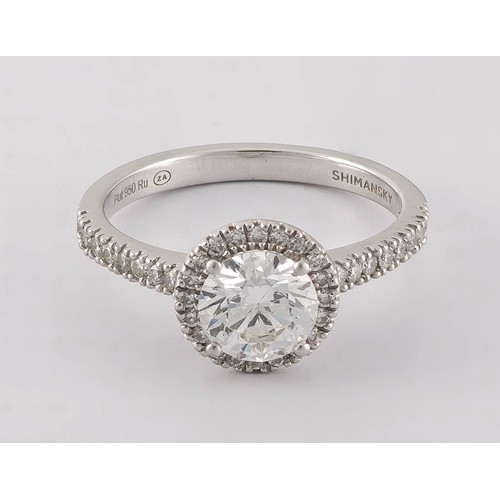 A NATURAL CERTIFIED DIAMOND RING, SHIMANSKY, 1.50 CARATS