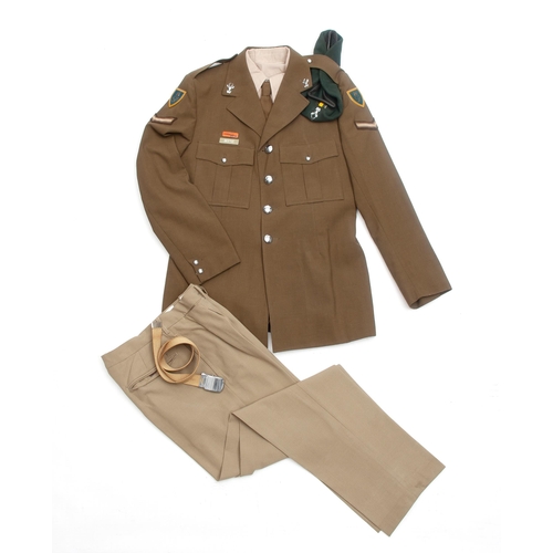 A S.A.D.F. INFANTRY STEPOUTS UNIFORM WITH MARKSMAN'S BADGE AND BERET