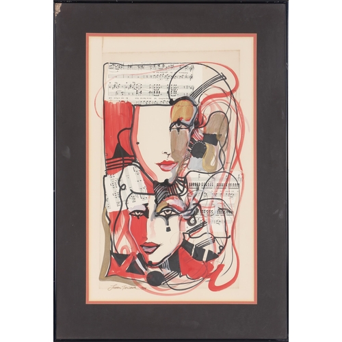 Johan Taljaard (South African 20th Century) TWO RED HARLEQUINS