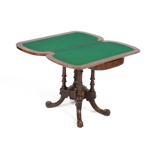 A VICTORIAN WALNUT CARD TABLE