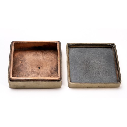 A CHINESE PAKTONG COPPER-LINED BOX WITH INK SLATE
