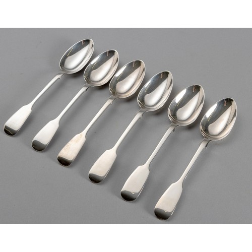A SET OF SIX VICTORIAN SILVER FIDDLE PATTERN TEASPOONS, HENRY HOLLAND ...