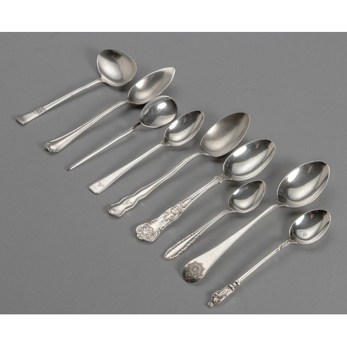 NINE SILVER SPOONS, VARIOUS MAKERS AND DATES
