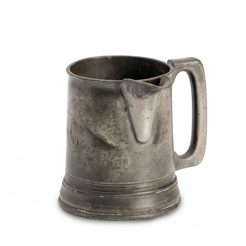 AN ENGLISH PEWTER POT PINT MEASURE