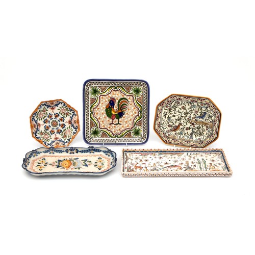 A COLLECTION OF FIVE PORTUGUESE HAND PAINTED PLATES