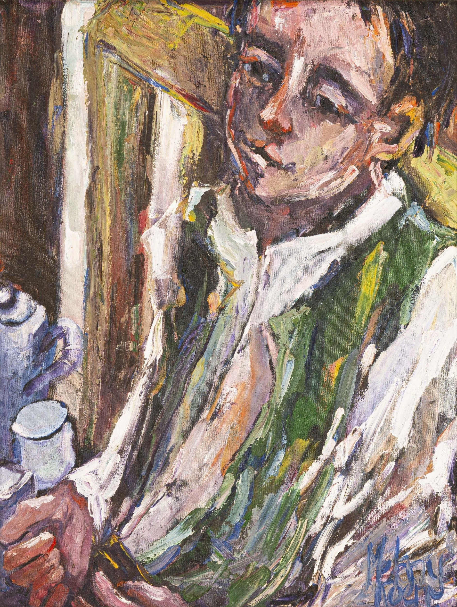 Melanie Koen (South African 20th Century) BOY IN A GREEN VEST