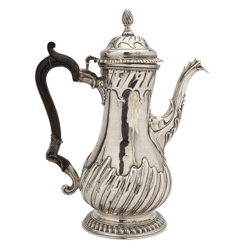 A GEORGE III SILVER COFFEE POT, JOSEPH STEWARD, LONDON, 1766