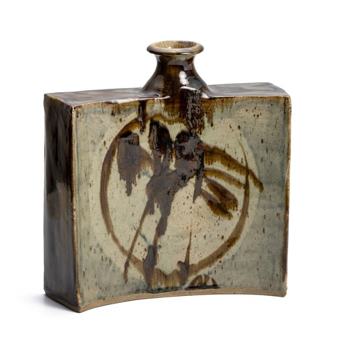A SLAB-BUILT STONEWARE VASE, ATTRIBUTED TO ANDREW WALFORD