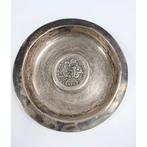 A Maltese Silver Dish. Inset with an antique coin. hallmarks for circa ...