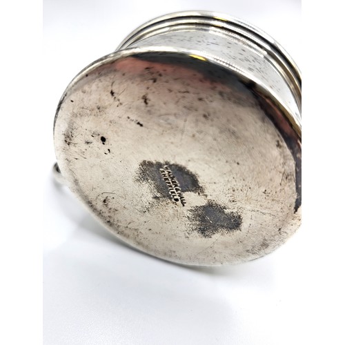 A silver mustard pot with Bristol glass interior intact, Walker & Hall ...