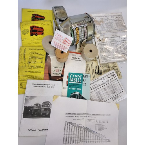 A bus conductor "Clippies" ticket machine with ticket reels, bus ...