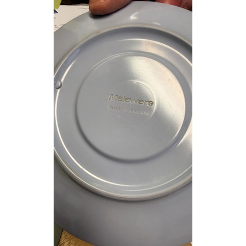 Melaware tablewares in light blue, yellow, black, pale green, dark ...