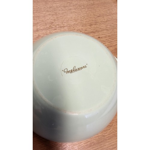 Melaware tablewares in light blue, yellow, black, pale green, dark ...
