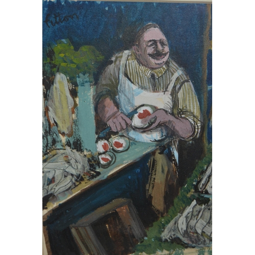 Attributed to James Fitton, ink and gouache, study of a gentleman ...