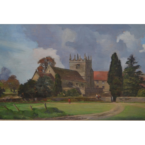 Beatrice Langdon, oil on board, view of a Devonshire church, unsigned ...