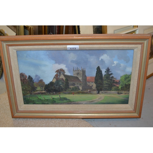 Beatrice Langdon, oil on board, view of a Devonshire church, unsigned ...