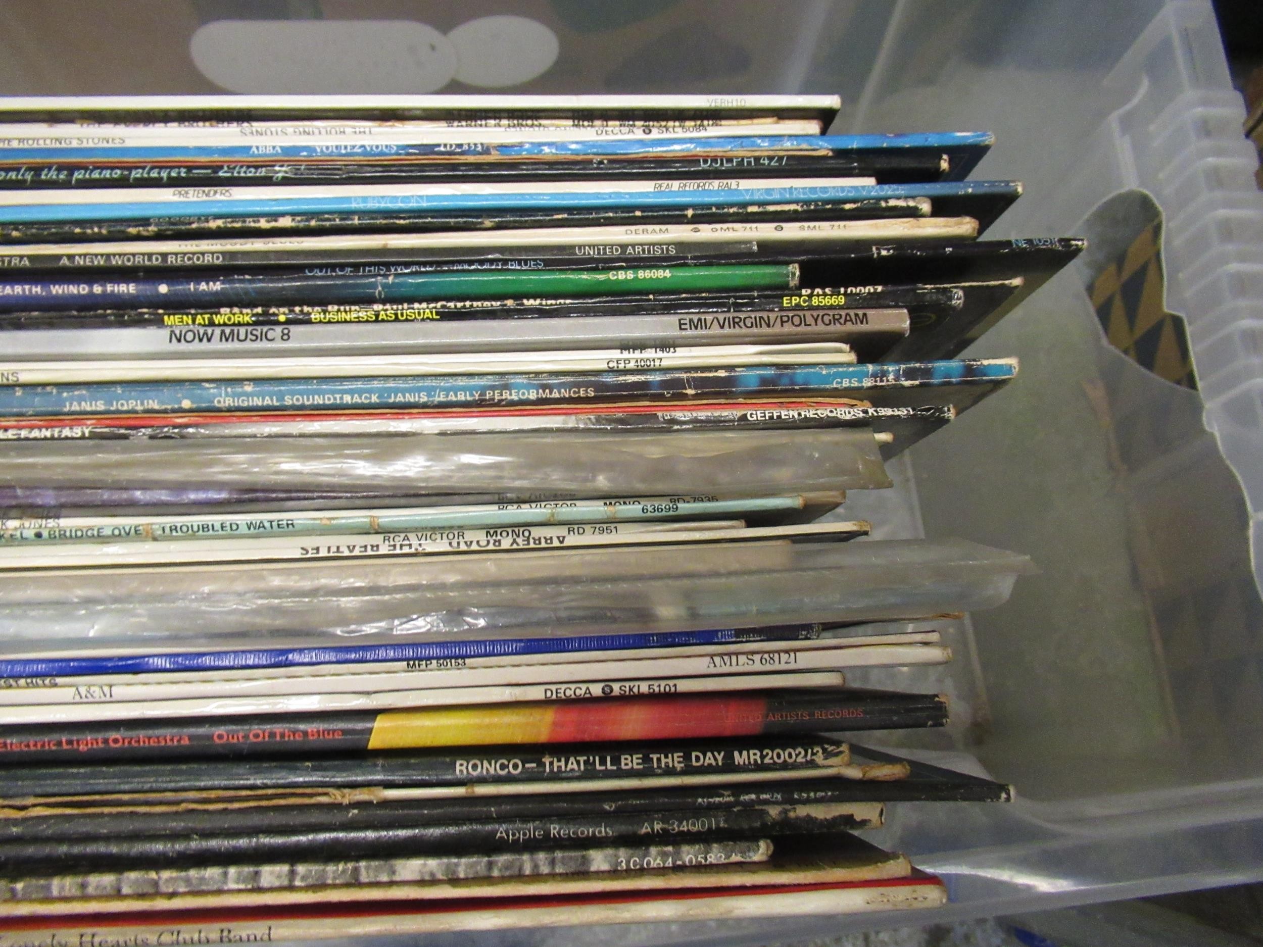Quantity of long playing vinyl records including The Rolling Stones
