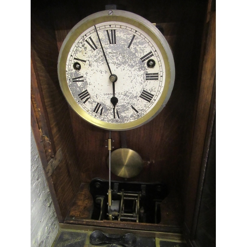 Stockall, Marple & Co. time recorder clock, with key, 90cm high