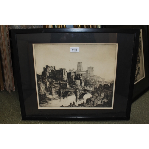 Kenneth Steel signed etching, Durham cathedral and castle, 30 x 35cm ...