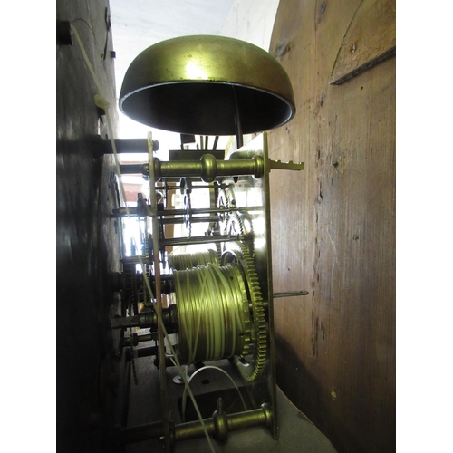 George III oak longcase clock, the arched hood above and arched door ...