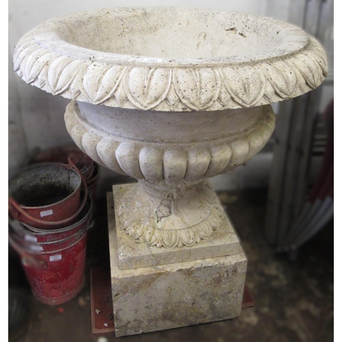Large 20th Century reconstituted marble pedestal garden urn of ...