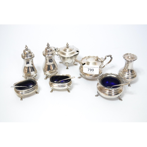 Group of eight various silver condiments, together with four silver ...