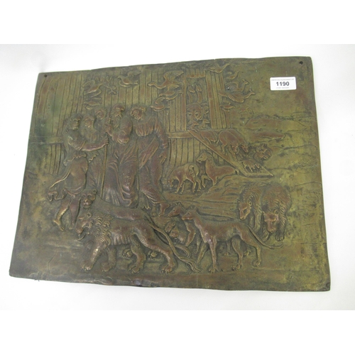 19th Century rectangular gilt bronze plaque, relief decorated with a ...