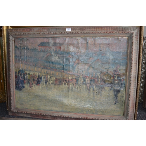 Oil on canvas, inscribed verso ' Old Redfern Railway Station, Sydney ...
