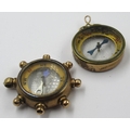 Two 9ct gold mounted compass fobs