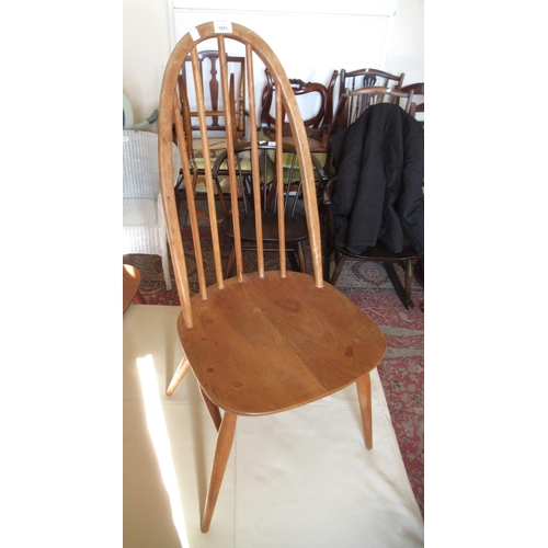 Set of four Ercol light ash stick back light ash chairs, stamped ' 1960