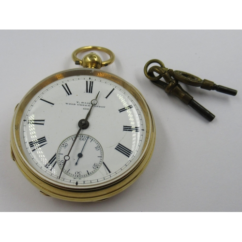 18ct Yellow gold cased open face pocket watch by Bailey London, the ...