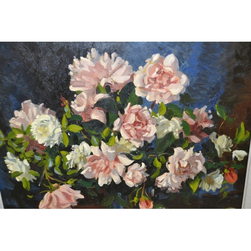 John Codner, oil on canvas, still life of flowers, 51 x 61cm, in a ...