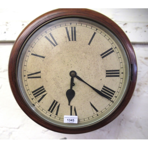 Victorian mahogany circular wall clock, the painted dial with Roman ...